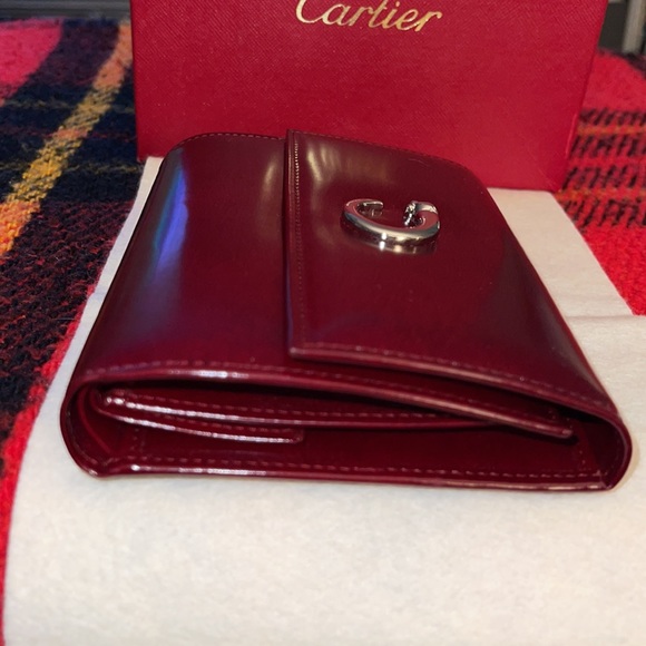 Cartier | Bags | Cartier Vintage Wallet Red Silver Hardware Great ...